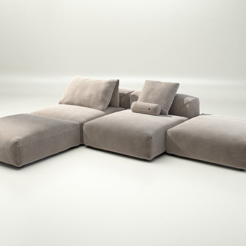 vetsak | Sofa Set 08 - Daybed - cord velour - platinum | Modulares Sof – vetsak®